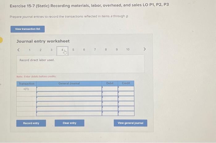 Solved Exercise 15.7 (Static) Recording materials, labor, | Chegg.com