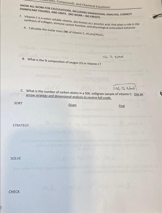 Solved B. What is the % composition of oxygen (0) in Vitamin | Chegg.com