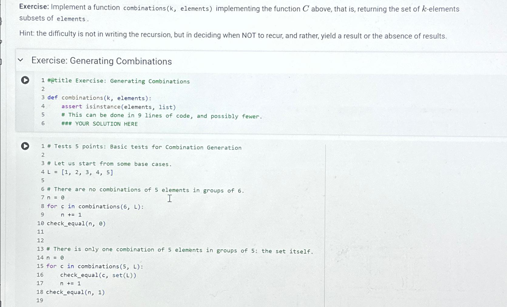 Solved Exercise Implement A Function Combinations K 2340