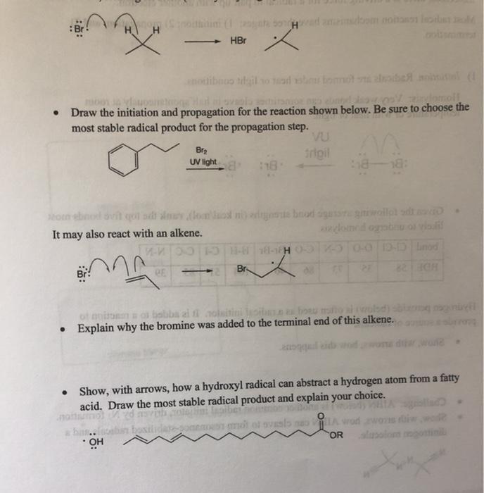 Solved — HBr moll Draw the initiation and propagation for | Chegg.com