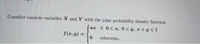 Solved Consider random variables X and Y with the joint | Chegg.com