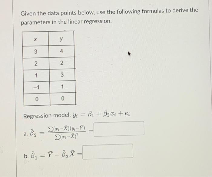 Given the data points below, use the following | Chegg.com