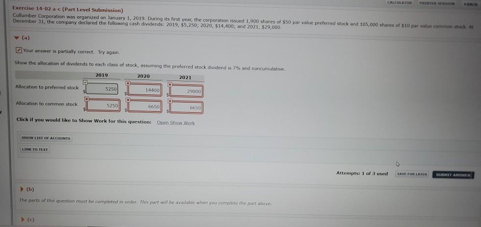Solved CALCULATOA Exercise 14-02 a-c (Part Level Submission) | Chegg.com