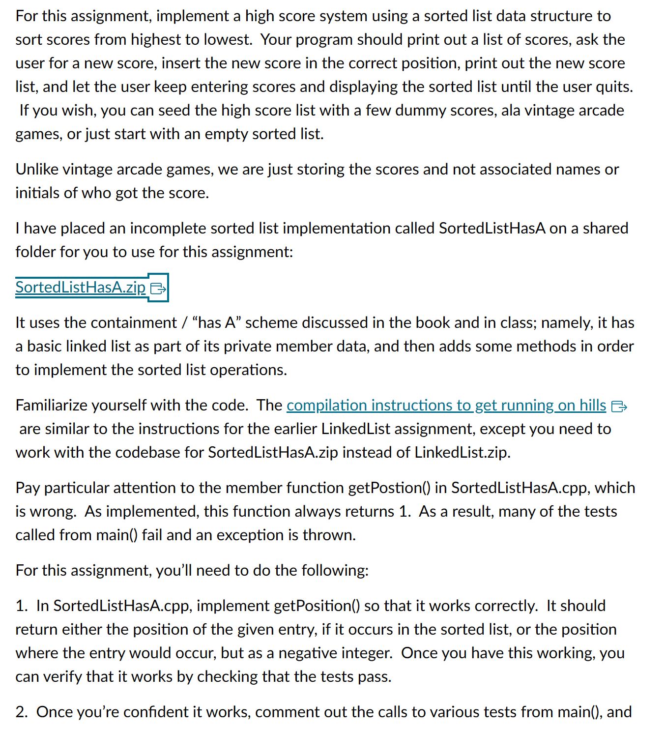 Solved For this assignment, implement a high score system | Chegg.com