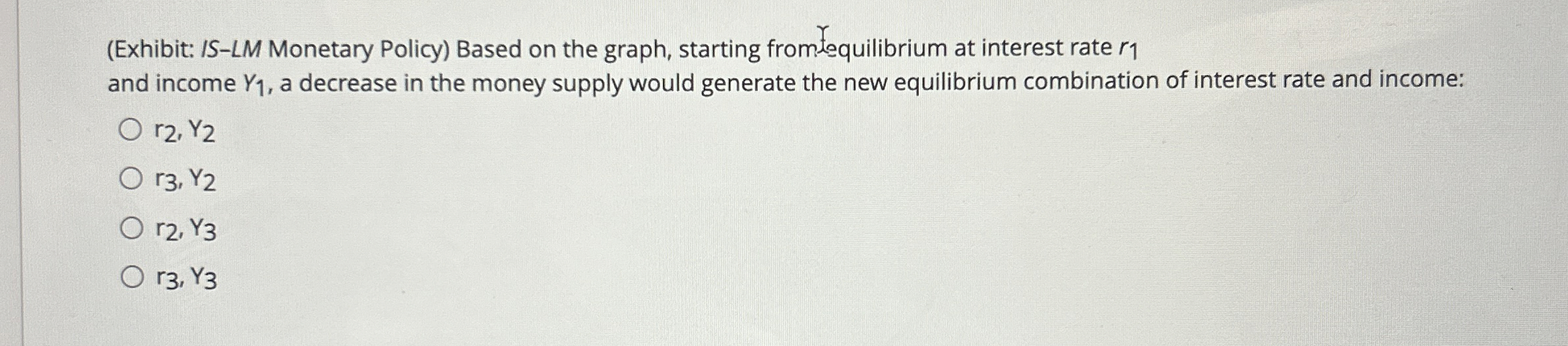 Solved and income Y1, ﻿a decrease in the money supply would | Chegg.com