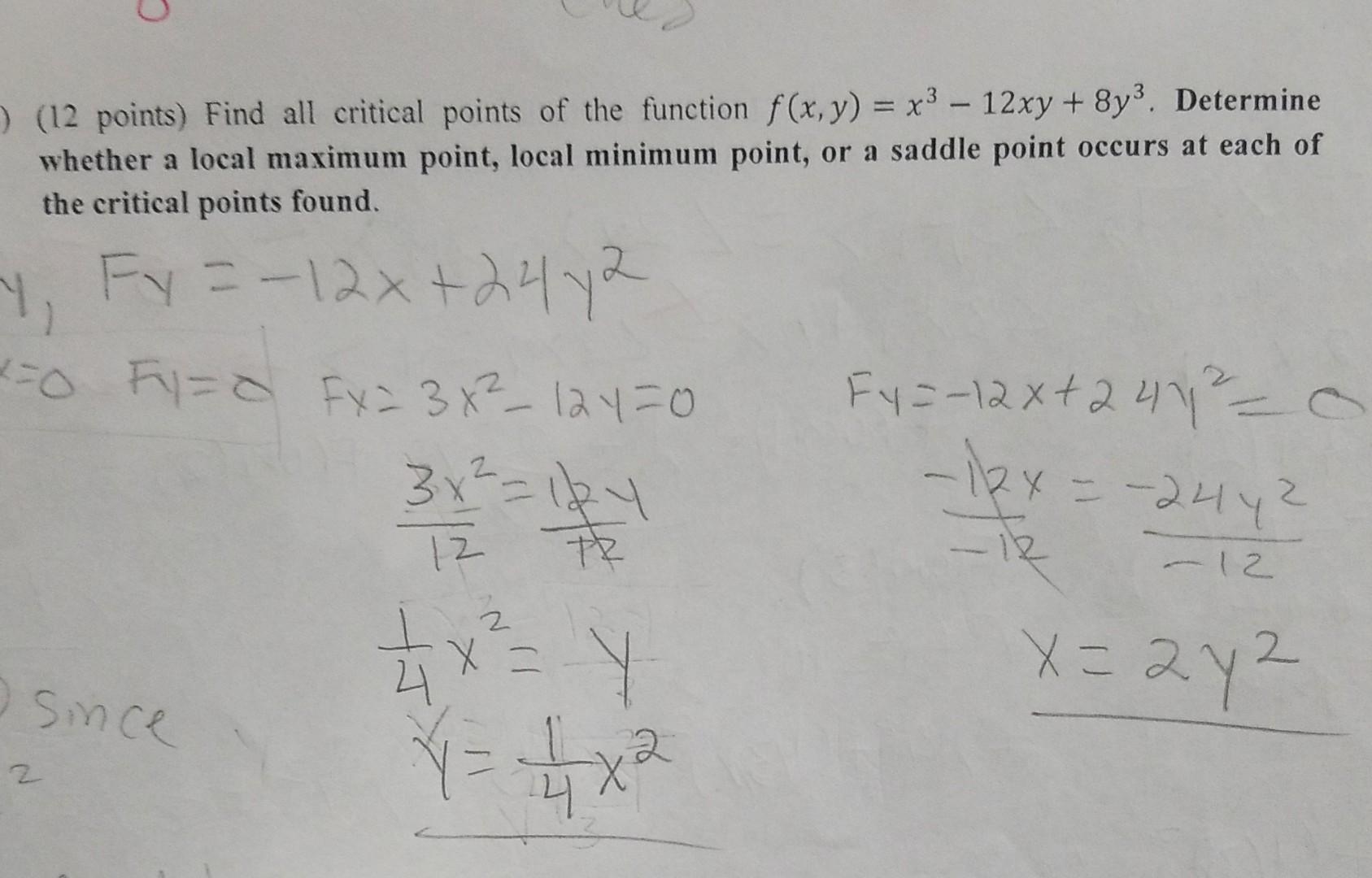 Solved (12 points) Find all critical points of the function | Chegg.com
