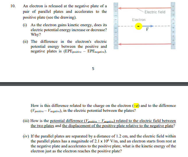 Solved An electron is released at the negative plate of | Chegg.com