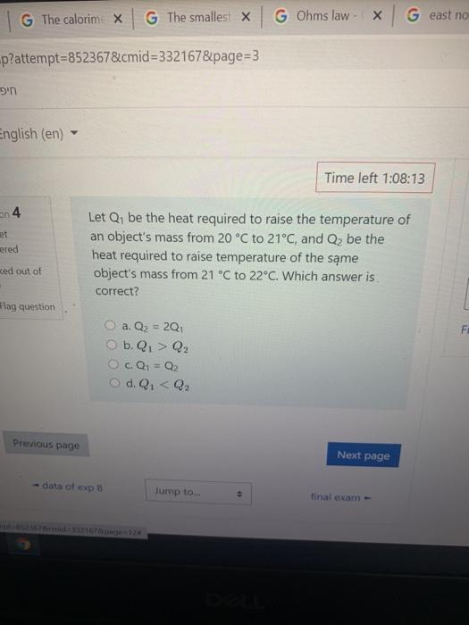 Solved The calorim x G The smallest x GOhms law - X Geast no | Chegg.com