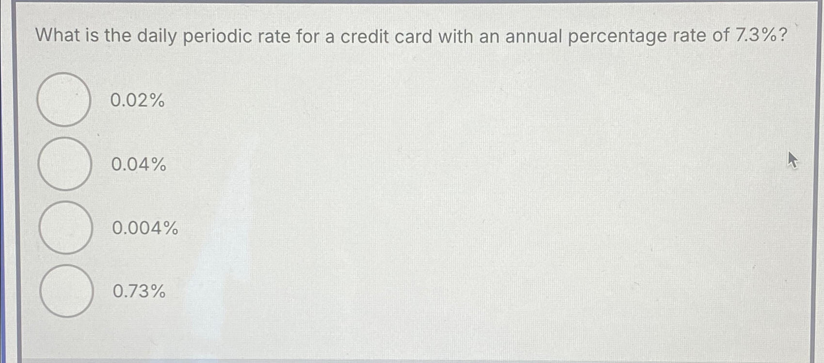 Solved What is the daily periodic rate for a credit card | Chegg.com