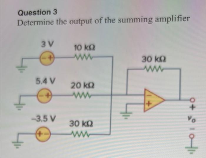 Solved Question 3 Determine the output of the summing | Chegg.com