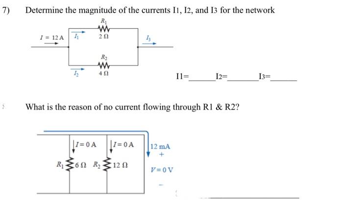 Solved Determine the magnitude of the currents II, I2, and | Chegg.com