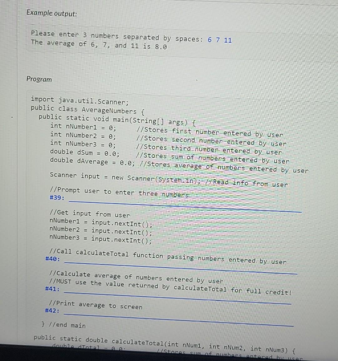 Solved Example output: Please enter 3 numbers separated by | Chegg.com