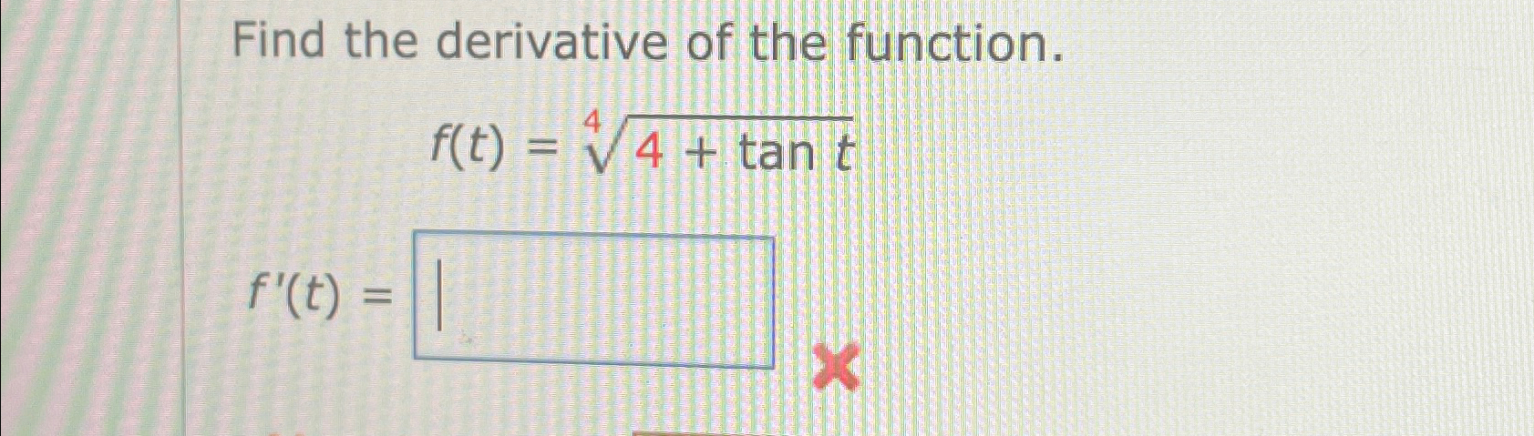 Solved Find The Derivative Of The
