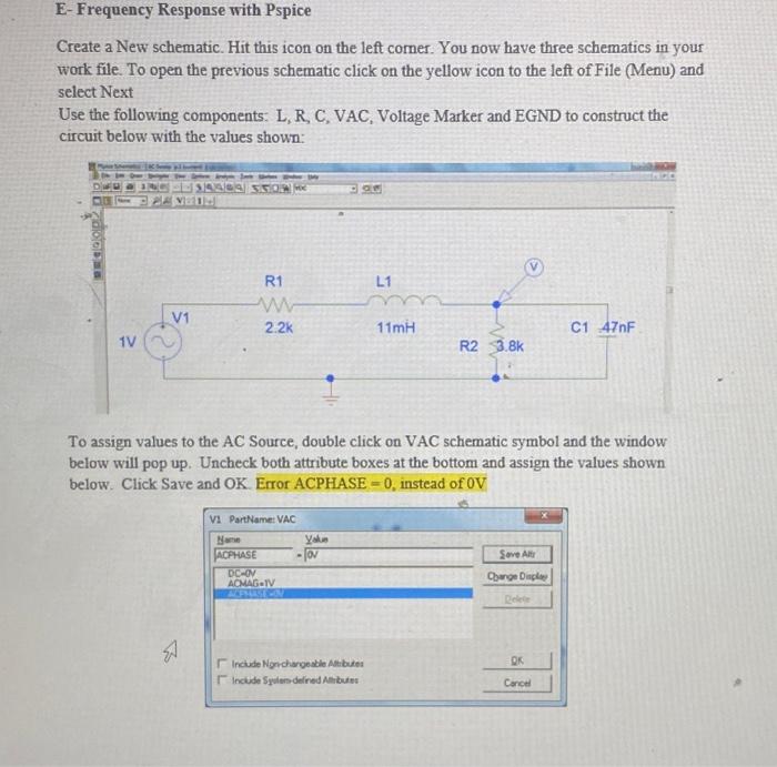 Solved E-Frequency Response with Pspice Create a New | Chegg.com