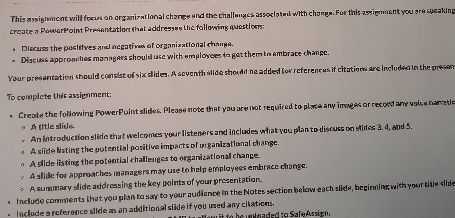 Solved This assignment will focus on organizational change | Chegg.com