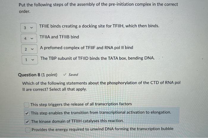 Solved Put the following steps of the assembly of the | Chegg.com
