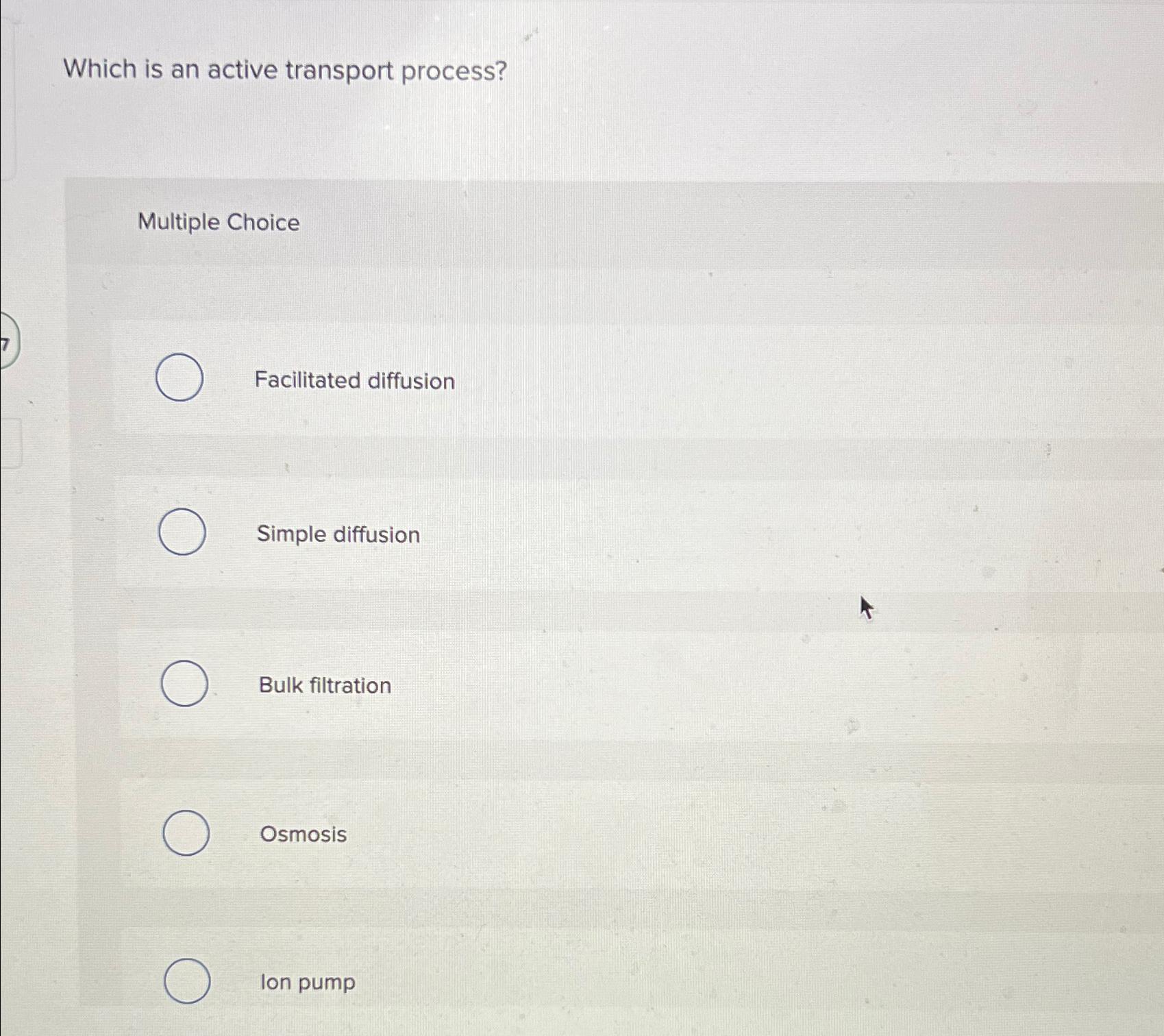 Solved Which is an active transport process?Multiple | Chegg.com