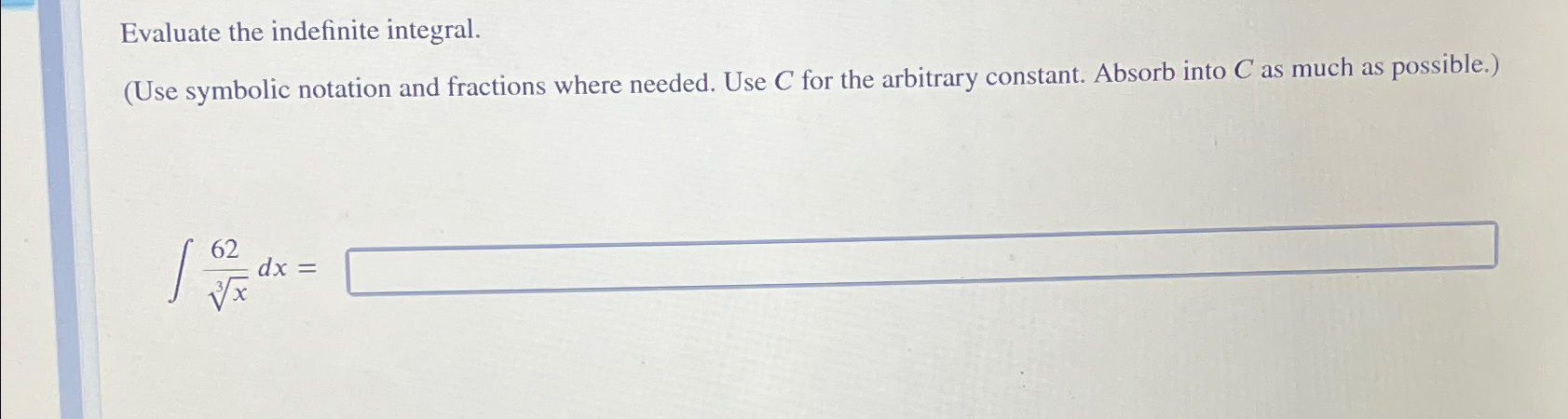 Solved Evaluate the indefinite integral.(Use symbolic | Chegg.com