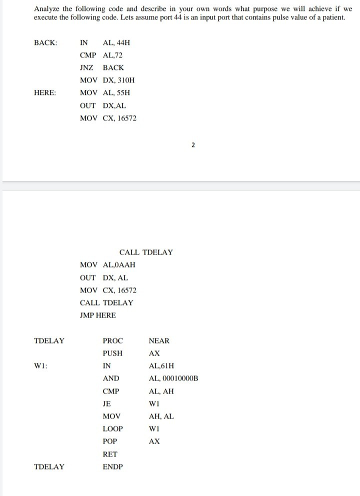 Solved Analyze the following code and describe in your own | Chegg.com