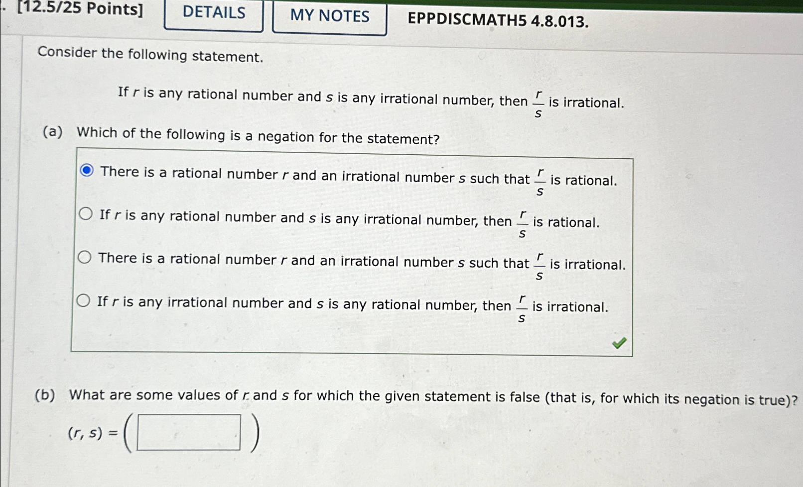 Solved [12.5/25 ﻿Points]EPPDISCMATH5 4.8.013.Consider the | Chegg.com