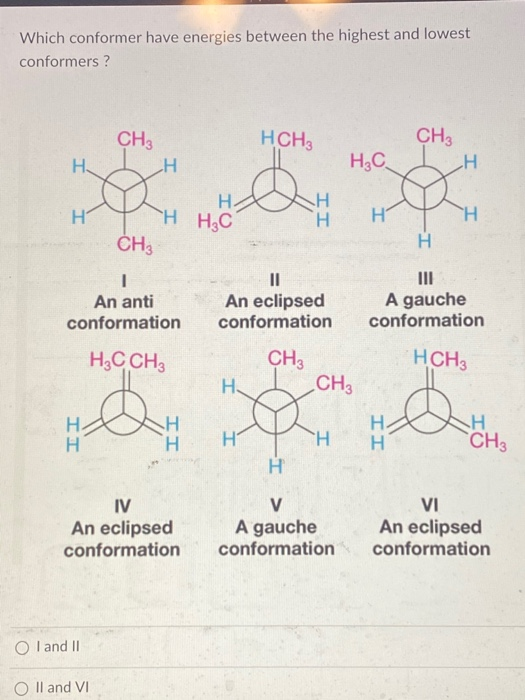 Solved Which conformers have the highest energy? CH HCH3 CH, | Chegg.com