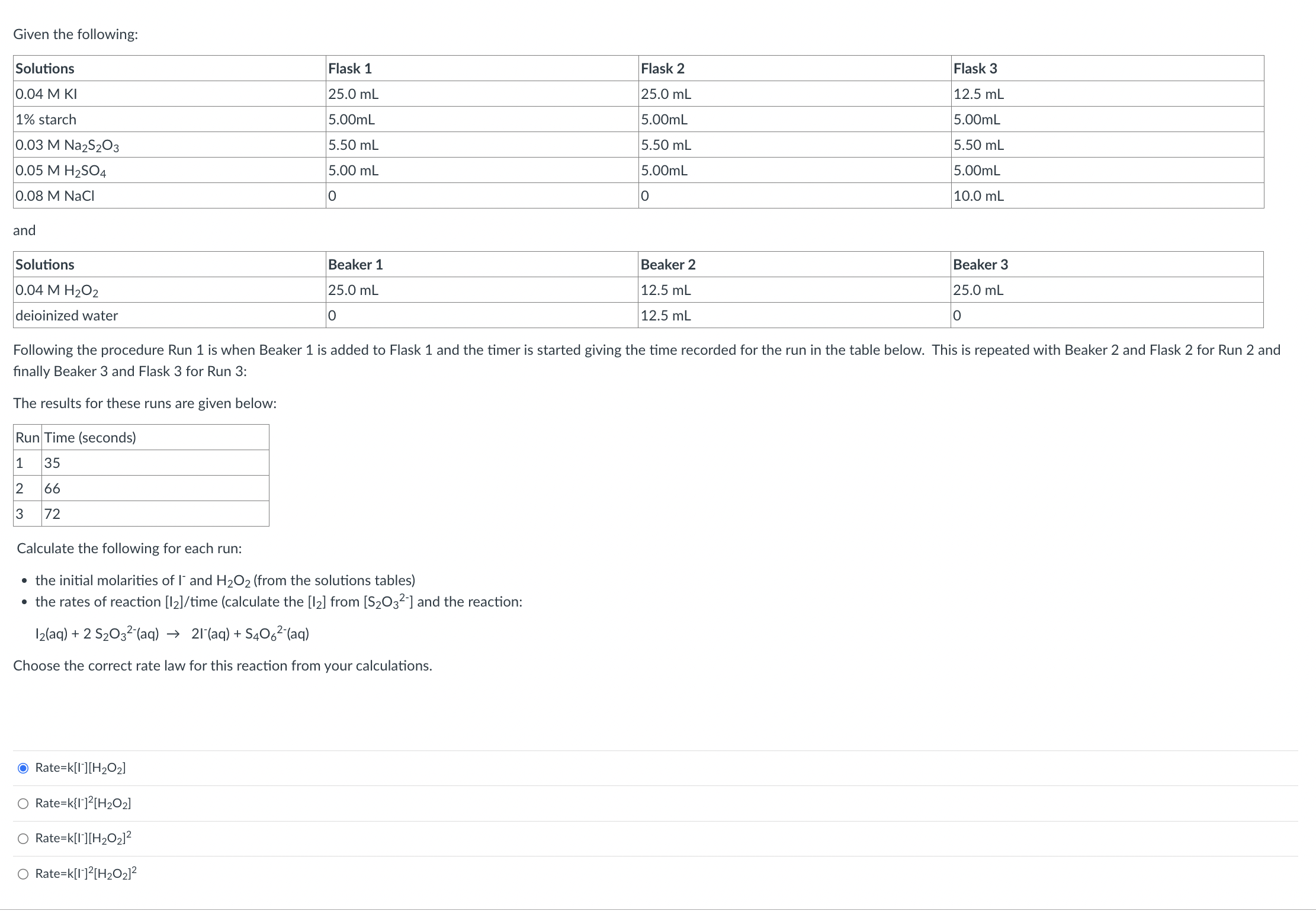 Solved Given the following:\table[[Solutions,Flask 1,Flask | Chegg.com