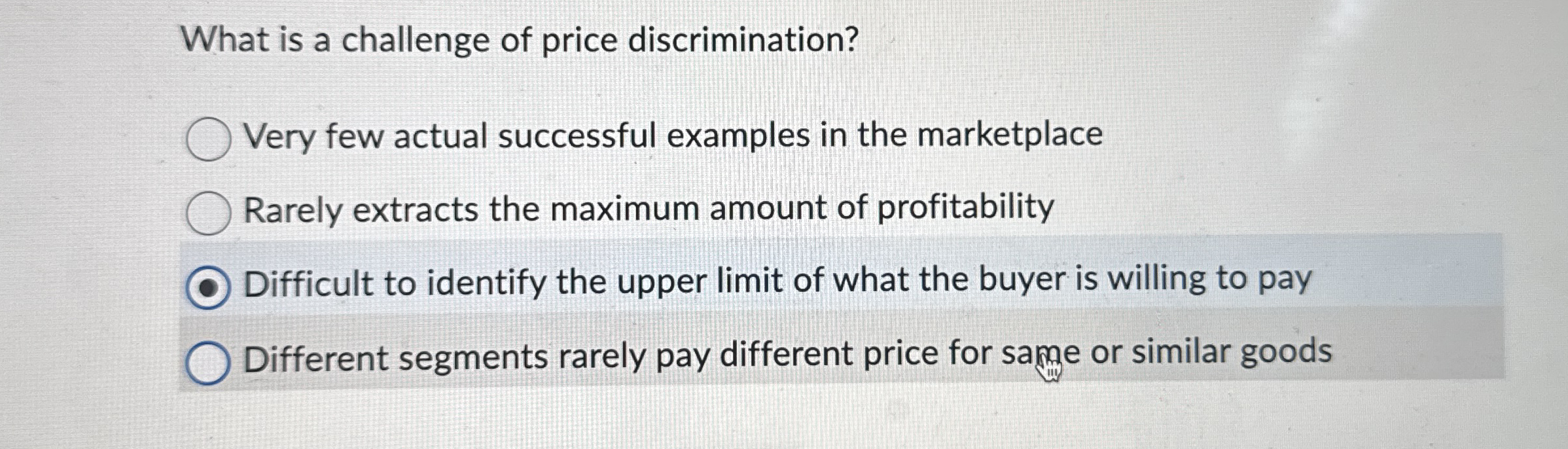 Solved What is a challenge of price discrimination?Very few | Chegg.com