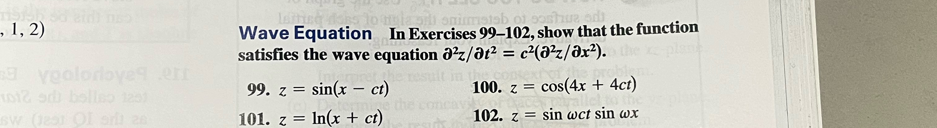 Solved Wave Equation In Exercises 99 ﻿show that the function | Chegg.com