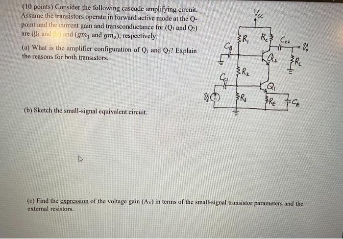 Solved Vec (10 points) Consider the following cascode | Chegg.com