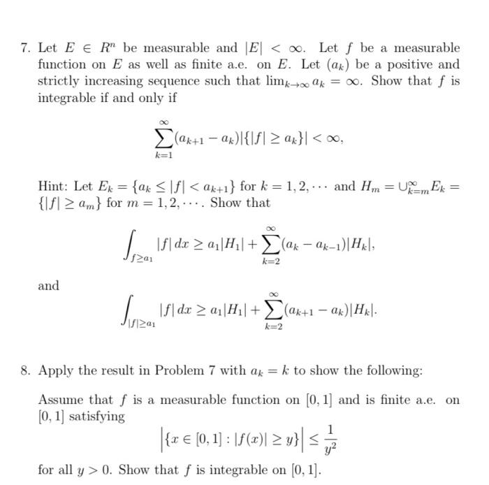 Solved 7. Let E∈Rn be measurable and ∣E∣