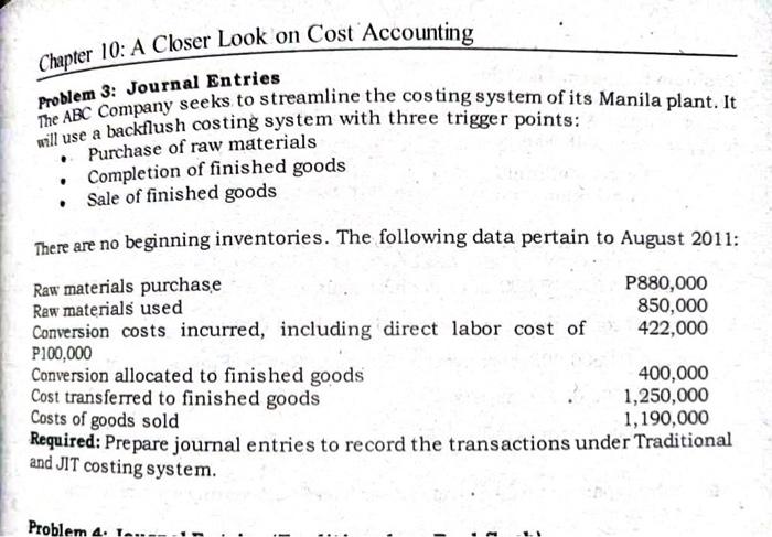 Solved Problem 3: Journal Entries The ABC Company seeks to | Chegg.com
