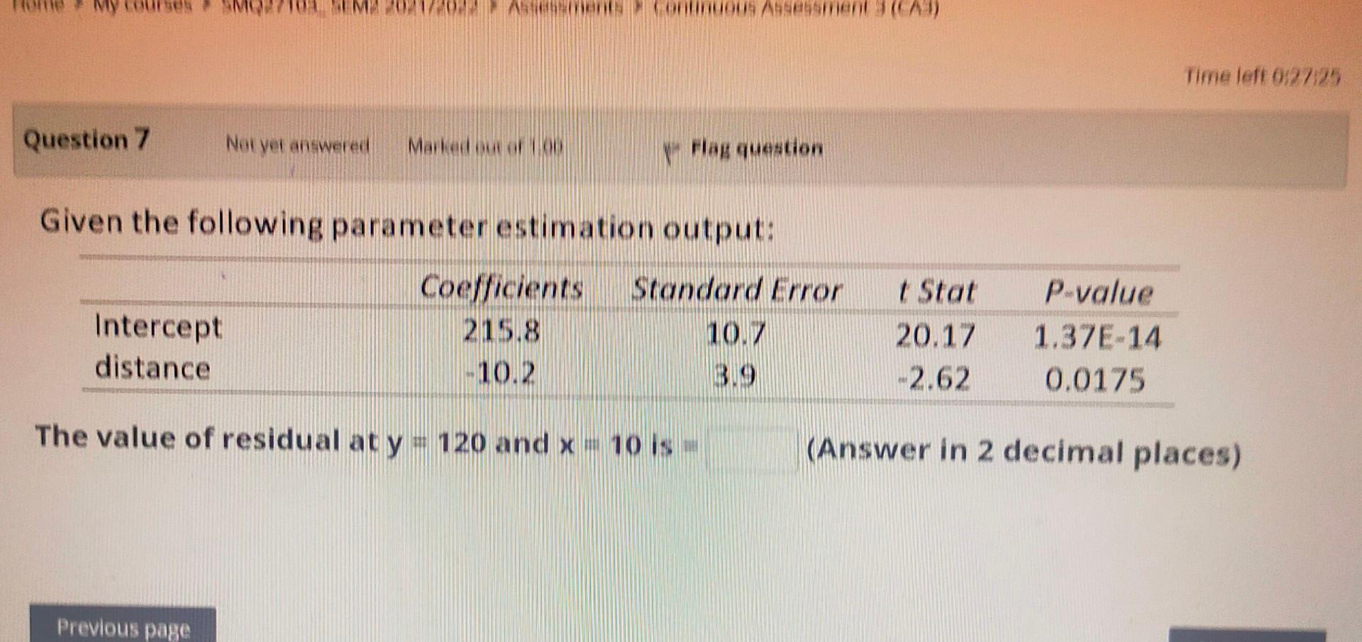 Solved Fag quetion Given the following parameter estimation | Chegg.com