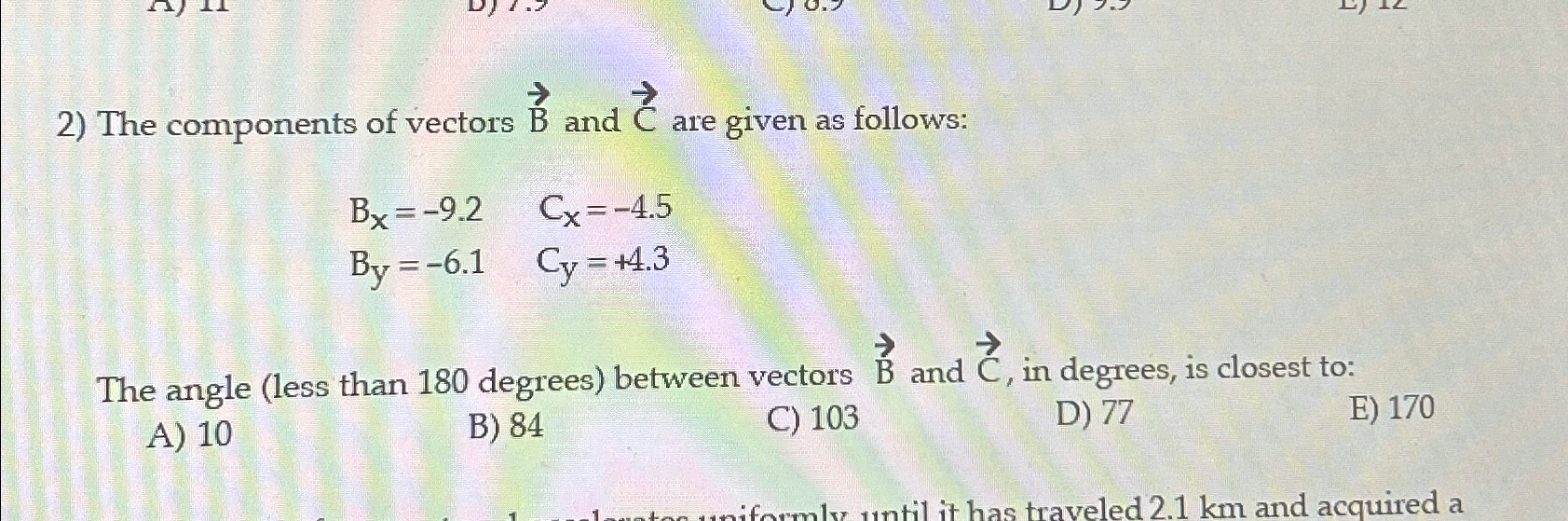 Solved The components of vectors vec(B) ﻿and vec(C) ﻿are | Chegg.com