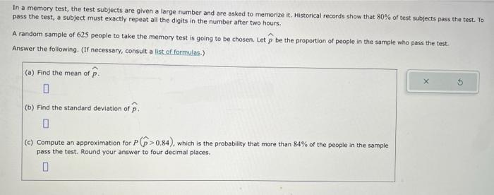 Solved In a memory test, the test subjects are given a large | Chegg.com