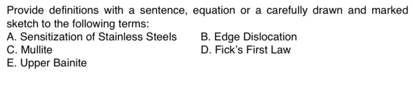 Solved Provide definitions with a sentence, equation or a | Chegg.com