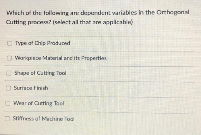 Solved Which of the following are independent variables in | Chegg.com