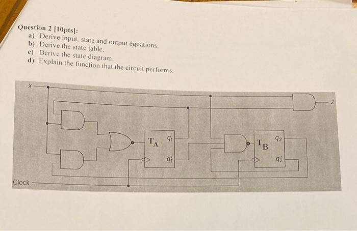 Solved Question 2 [10pts]: a) Derive input, state and output | Chegg.com