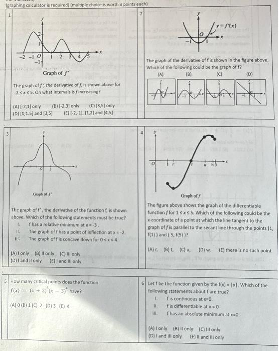 Solved (graphing calculator is required) (multiple choice is | Chegg.com