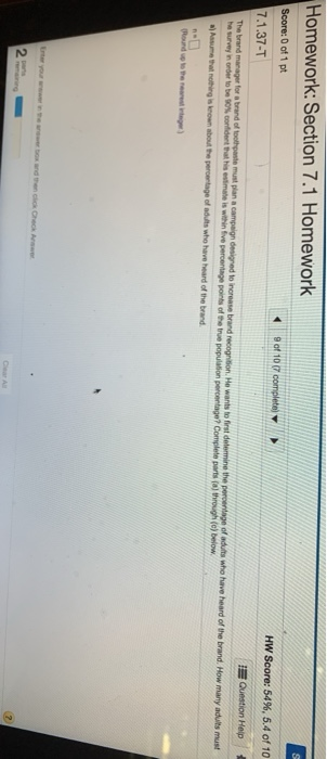 Solved Homework: Section 7.1 Homework s Score: 0 of 1 pt of | Chegg.com Solved Homework: Section 7.1 Homework s Score: 0 of 1 pt of | Chegg.com
