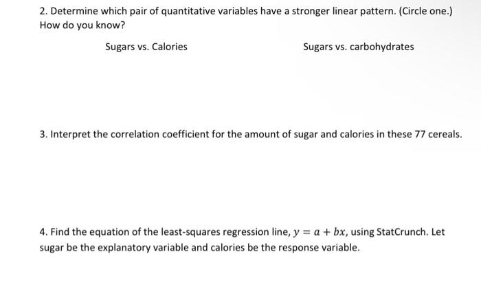 Solved 2. Determine which pair of quantitative variables | Chegg.com