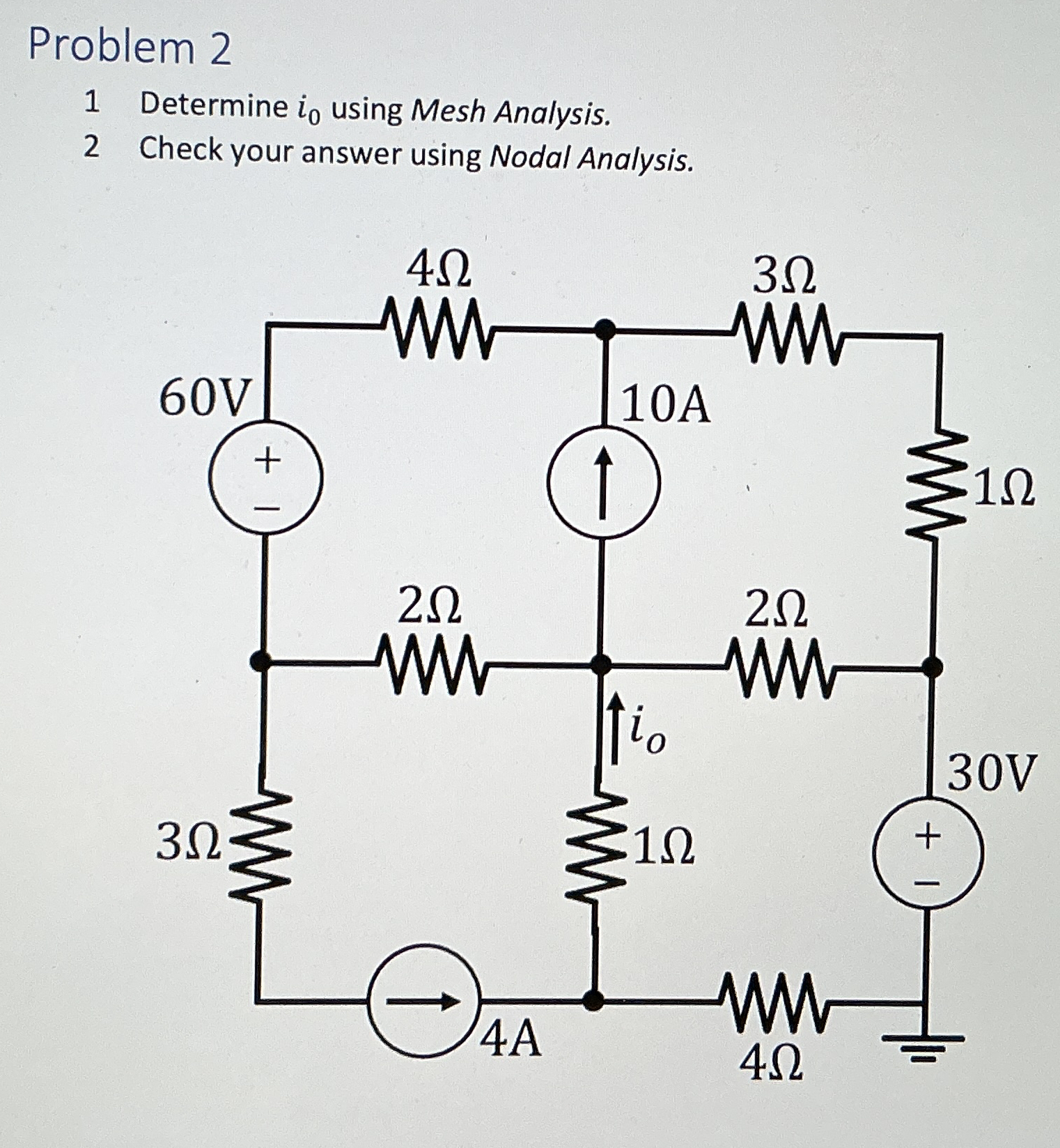 Solved Problem 21 ﻿Determine i0 ﻿using Mesh Analysis.2 | Chegg.com