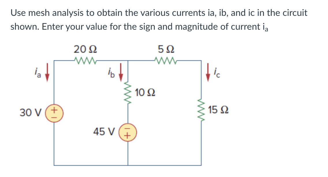 Solved Use mesh analysis to obtain the various currents ia, | Chegg.com