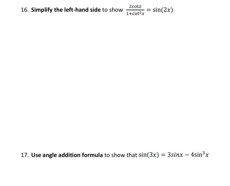 Solved Simplify the left-hand side to show | Chegg.com