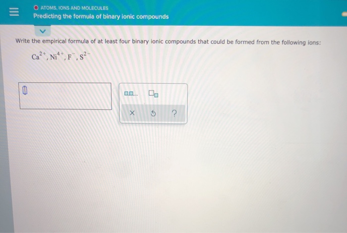 Solved O ATOMS, IONS AND MOLECULES Predicting the formula of | Chegg.com