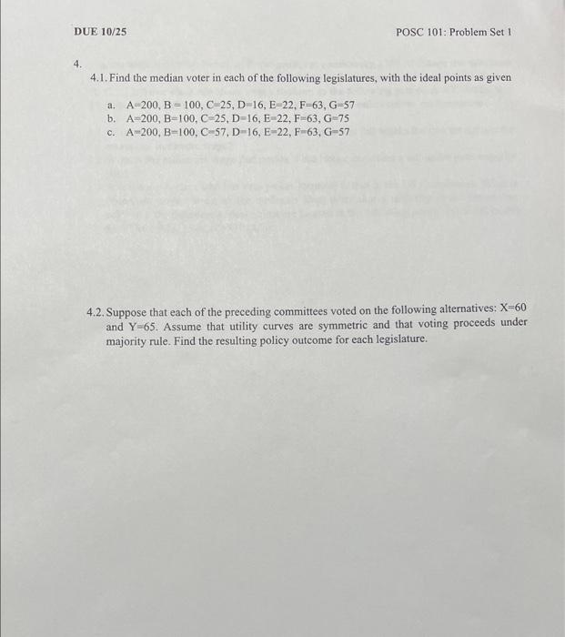 Solved Find the median voter in each of the following | Chegg.com