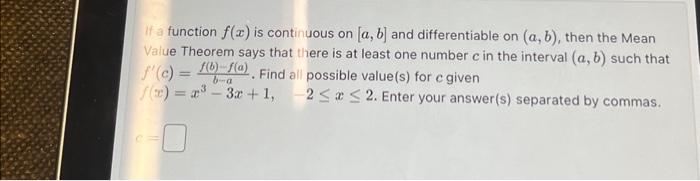 Solved If a function f(x) is continuous on [a,b] and | Chegg.com