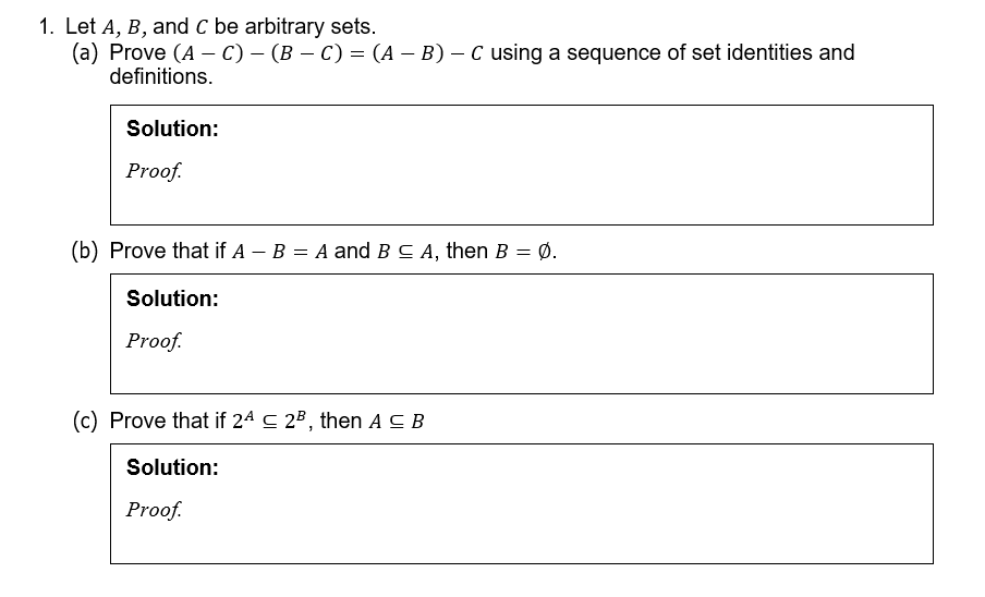 Let A,B, ﻿and C be ﻿arbitrary sets.(a) ﻿Prove | Chegg.com