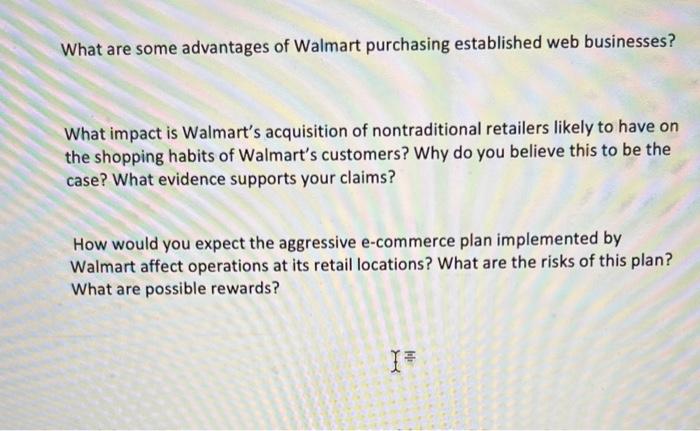Solved What are some advantages of Walmart purchasing | Chegg.com