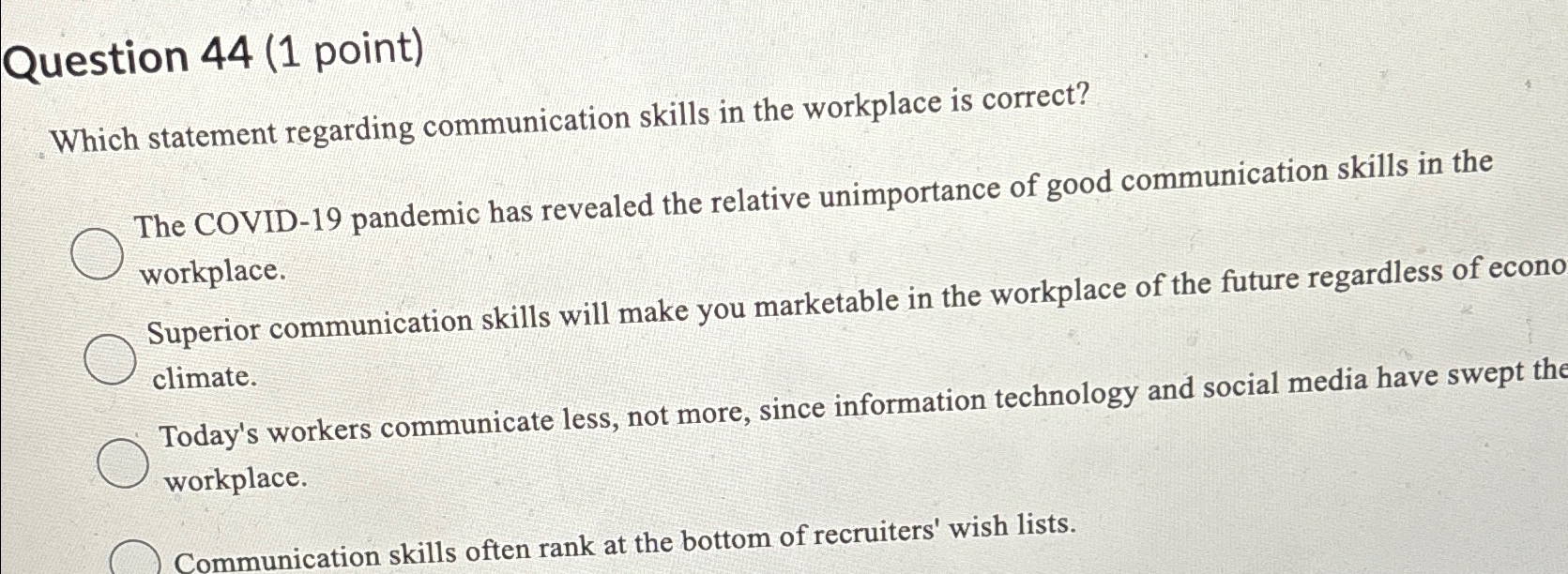 Solved Question 44 (1 ﻿point)Which statement regarding | Chegg.com