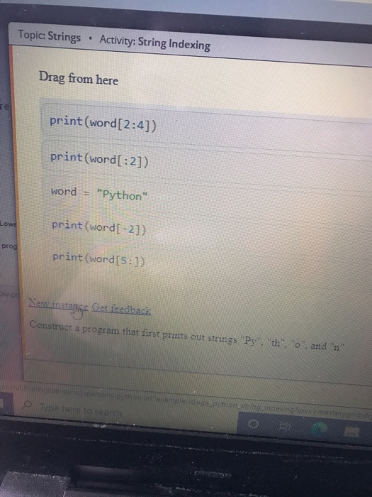 Solved Topic Strings Activity String Indexing Drag From 
